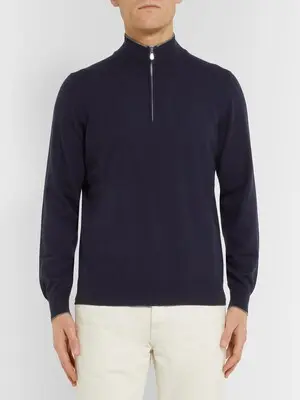 Brunello Cucinelli Cashmere Half-zip Sweater - Blue