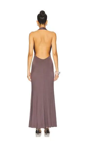 Lapointe Lightweight Jersey Deep Cowl Neck Gown - Brown