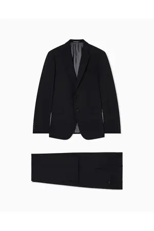 Emporio Armani Single-breasted Light Wool Suit With Micro Design