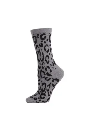 Natori Animal Print Crew Socks - Gray
