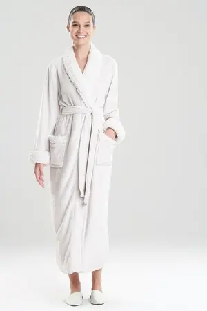 Natori Plush Sherpa Robe - Neutral / White