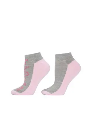 Natori Floral Striped Socks 2 Pair Pack - White