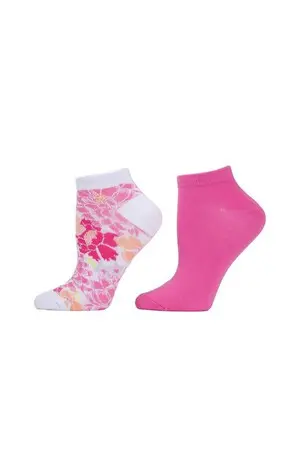 Natori Floral Ankle Socks 2 Pair Pack - Pink
