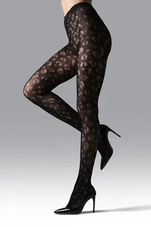 Natori Leopard Net Tights - Black