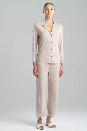 Natori Luxe Shangri-la Tencel Long Sleeve Notch Pj - Pink