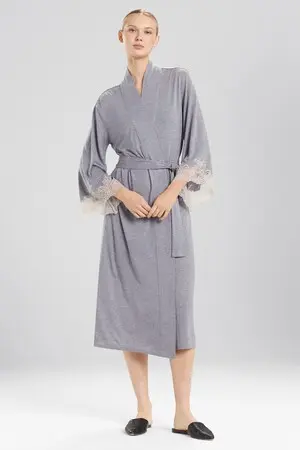 Natori Luxe Shangri-la Tencel Robe - Black / White / Pink / Gray