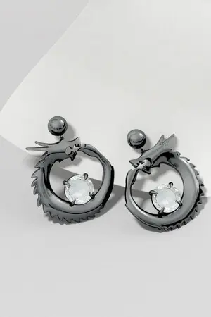 Natori Dragon Dangle Earrings - Silver