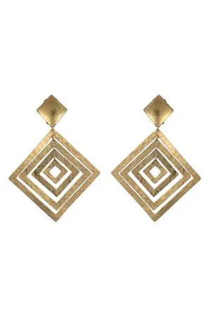 Natori Buffed Brass Diamond Clip Earrings - Gold