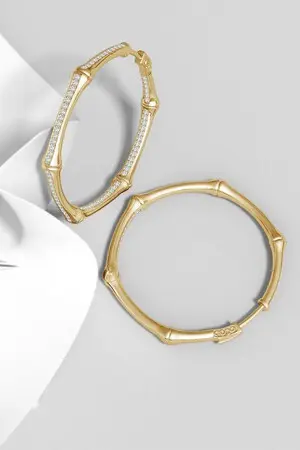 Natori Indochine 14k Yellow Diamond Hoop Earrings - Gold