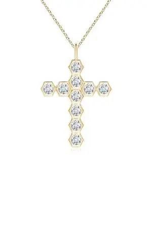 Natori Indochine 14k Hexagon Diamond Cross Pendant Necklace - Gold