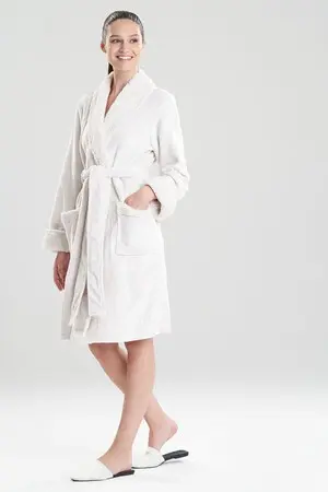 Natori Plush Sherpa Cozy Robe - Neutral / White