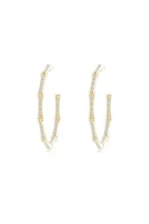 Natori Indochine 14k Diamond Hoop Earrings - Gold