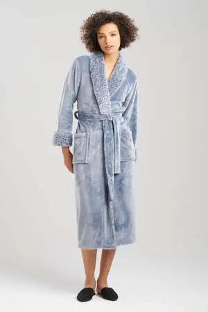 Natori Plush Lynx Robe - Blue