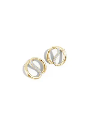 Natori Shangri-la Yin-yang 14k And Diamond Medium Button Stud Earrings - Gold