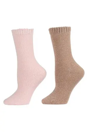 Natori Chenille Crew Socks 2-pair Pack - Natural