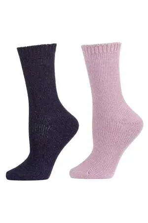 Natori Chenille Crew Socks 2-Pair Pack Navy