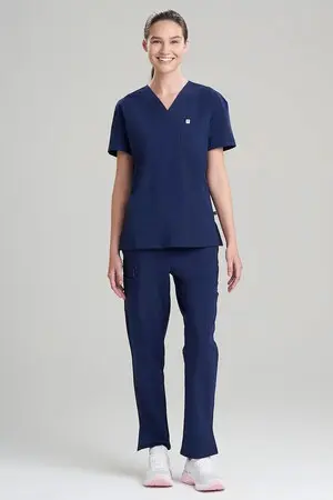 Natori 3-pocket V-neck Scrub Top - Black
