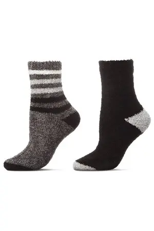 Natori Chenille Crew Socks 2 Pair Pack - Black