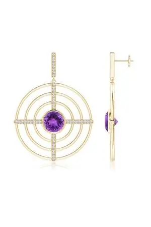 Natori Infinity Concentric Circle 14k And Amethyst Earrings - Gold