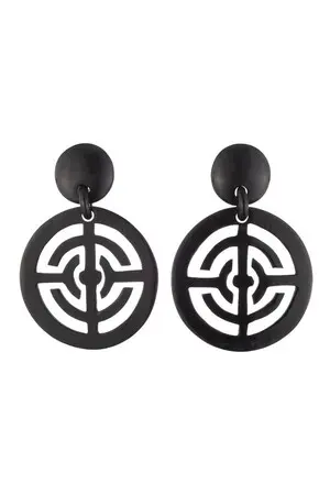 Natori Buffalo Horn Infinity Hoop Clip-on Earrings - Black