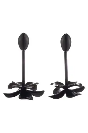 Natori Buffalo Horn Floral Drop Earrings - Black