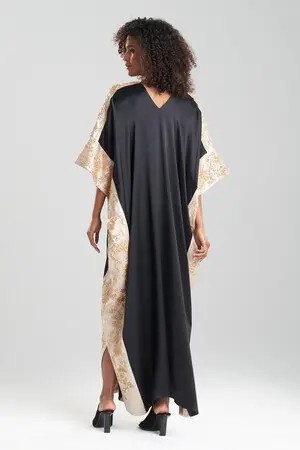 Natori Couture Dragon Embroidered Cocoon Silk Caftan