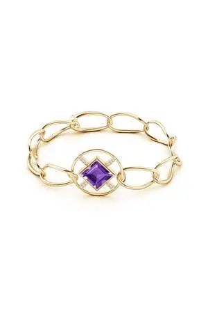 Natori Infinity Concentric Circle 14k And Amethyst Bracelet - Gold