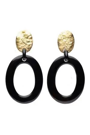 NATORI Buffalo Horn And Gold Clip-On Earrings