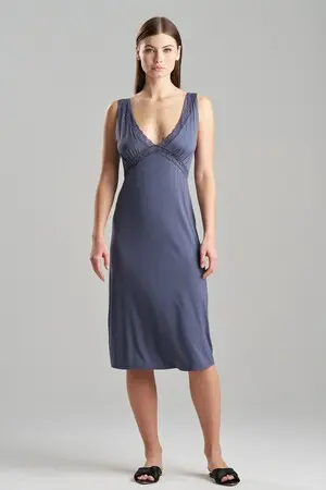 Natori Feathers Essentials Lenzing Ecovero Viscose Slip Dress Navy