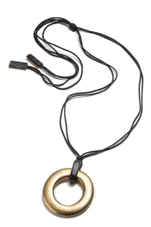 Natori Acacia Wood And Gold Plated Pendant Necklace - Black