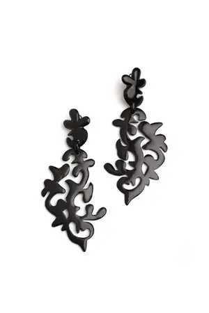 Natori Buffalo Horn Scroll Drop Earrings - Black