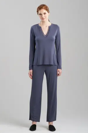Natori Feathers Essentials Viscose Blend Pajama Set - Navy