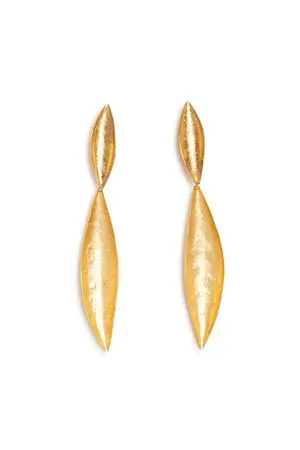 Natori Plated Leaf Earrings - Gold