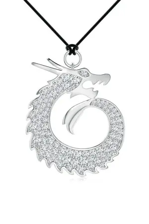 Natori Dragon Lab-grown Diamond Pendant Necklace - Silver