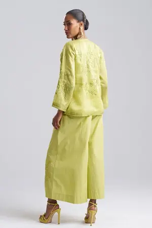 Natori Couture Piña Embroidered Mandarin Jacket - Yellow