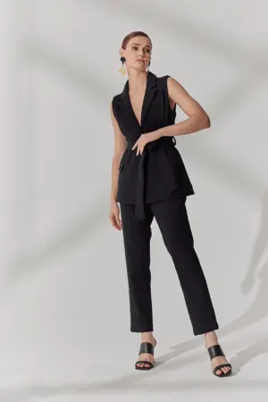 Natori Stretch Texture Jacquard Ankle Pants - Black