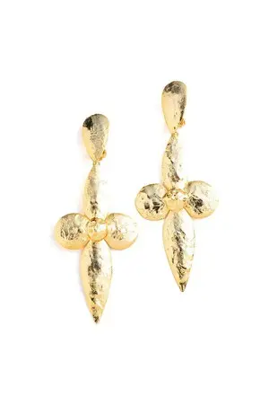 Natori Plated Brass Floral Clip-on Earrings - Gold