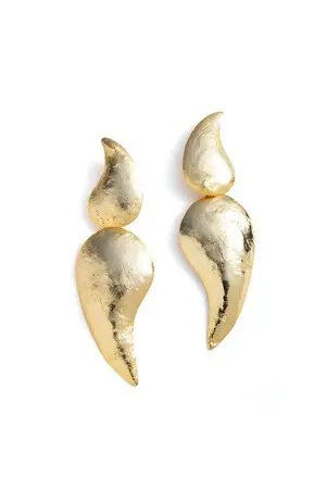 Natori Plated Brass Teardrop Clip-on Earrings - Gold