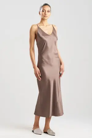 Natori Glamour V-neck Slip Dress - Brown