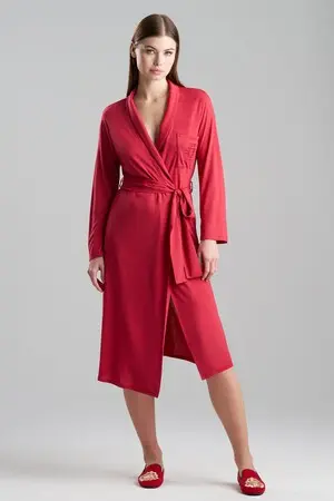 Natori Shangri-la Embroidered Tencel Robe - Red