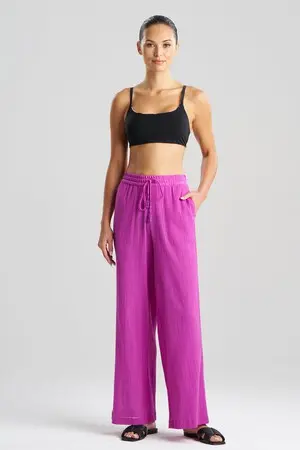 Natori Cotton Gauze Pants - Pink / Purple