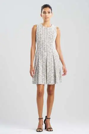 Natori Tweed Pleated Dress - Black