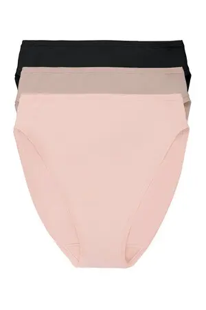 Natori Bliss Bare Cotton High Cut Brief 3-pack - Black