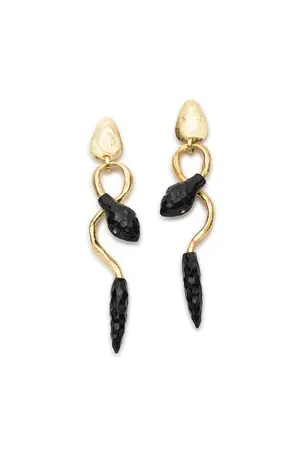 Natori Plated Brass Snake Earrings - Gold
