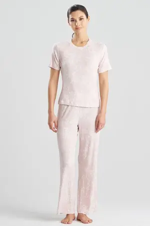Natori Aria Printed Rib Knit Pajama Set - Pink