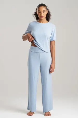 Natori Ribbed Knit Ease Pants - Blue