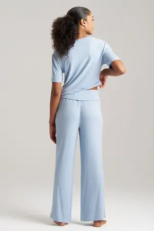 Natori Ribbed Knit Ease Pants - Blue