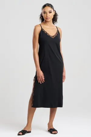 Natori Bliss Serenity Cotton Slip Dress - Black