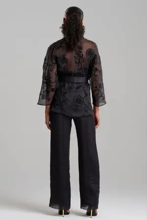 Natori Couture Piña Belted Jacket - Black