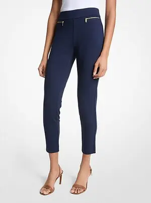 Michael Kors Viscose Blend Zip Pants - Blue